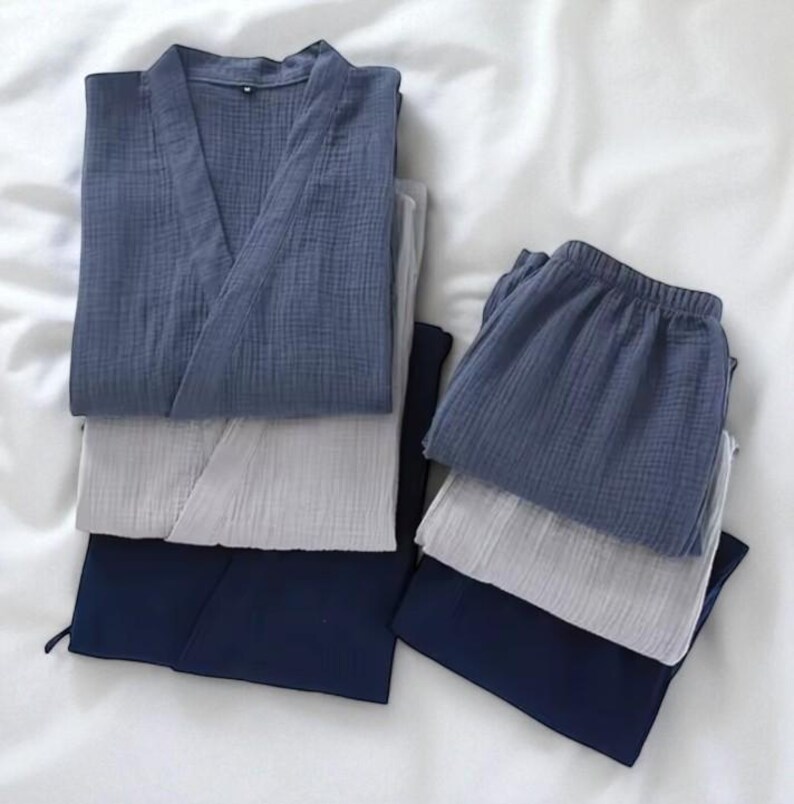 Kimono Pyjama Set for Women and Men, Two-piece Yukata Loungewear for ...