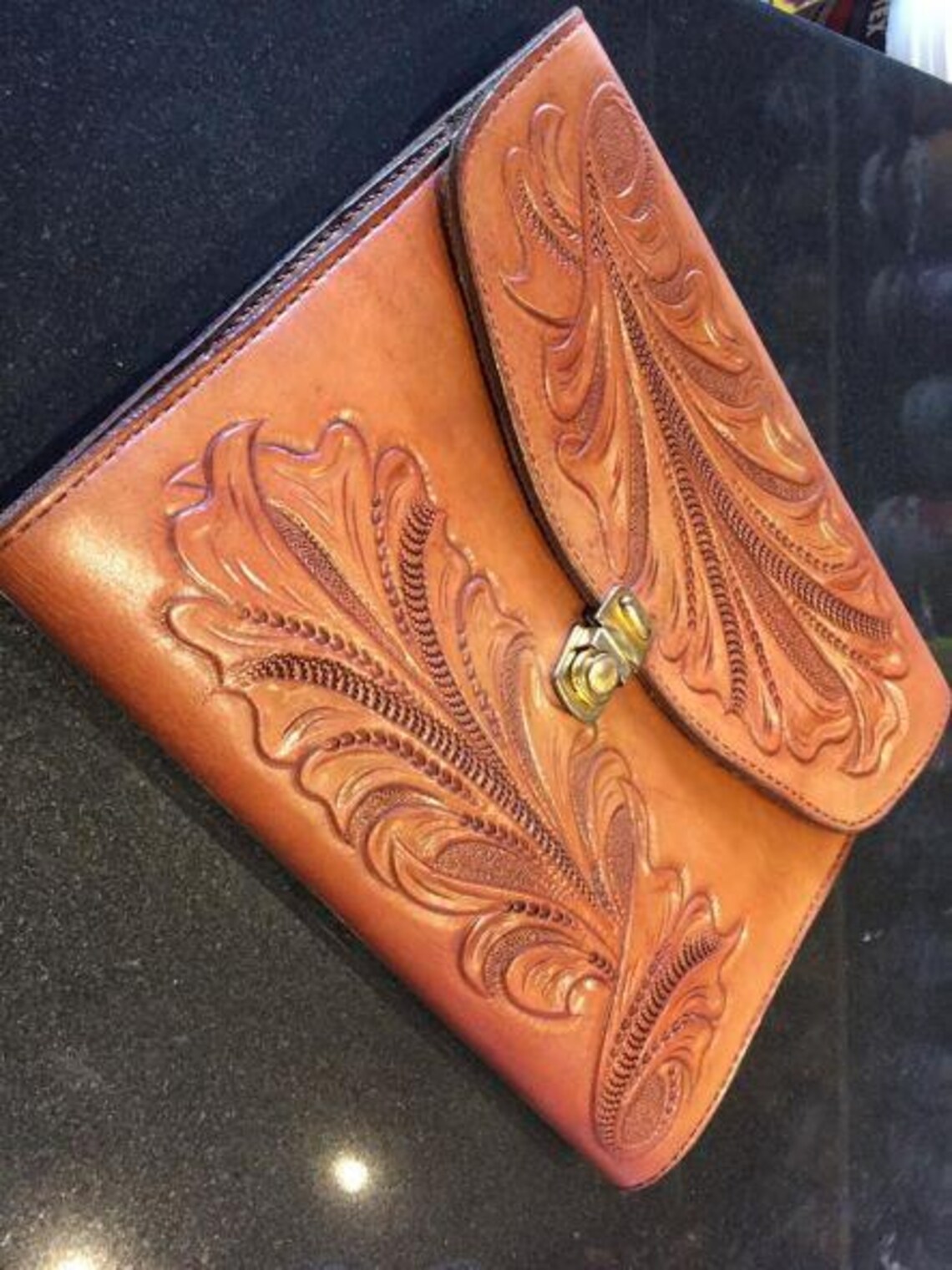Western Hand Tooled Leather File Folder 03 - Etsy
