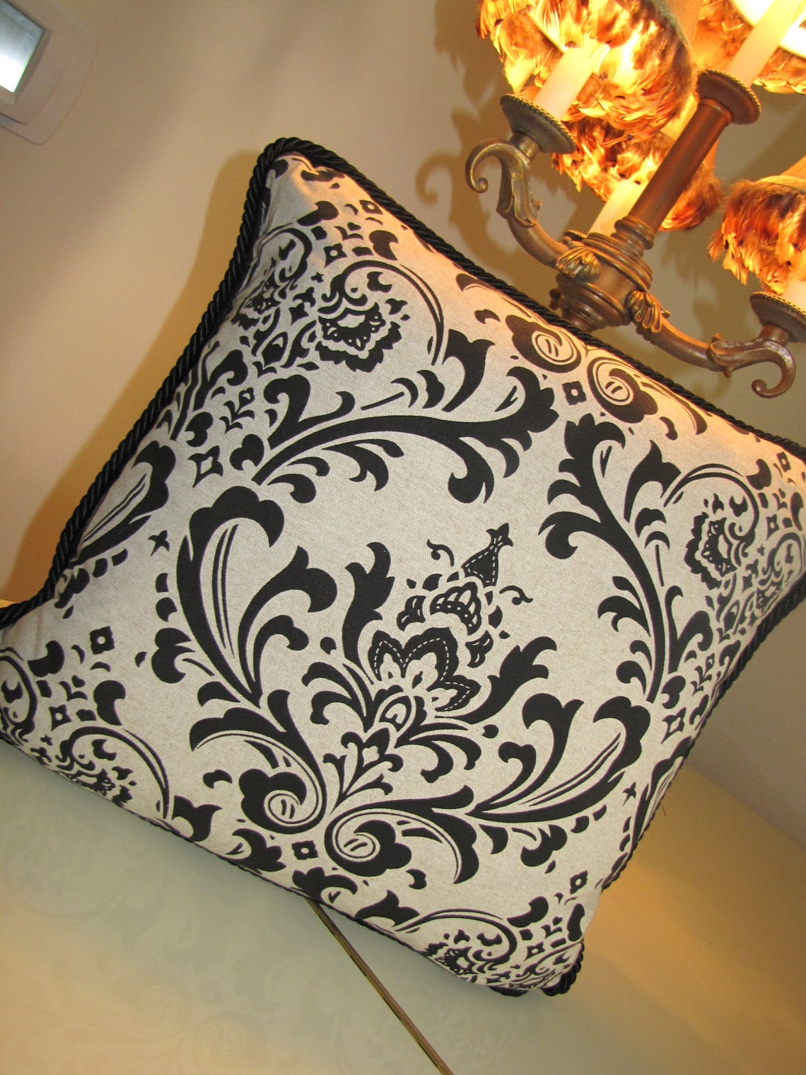 Black and Ivory Traditions Desginer Toss Pillow Casing/ Corded Toss ...