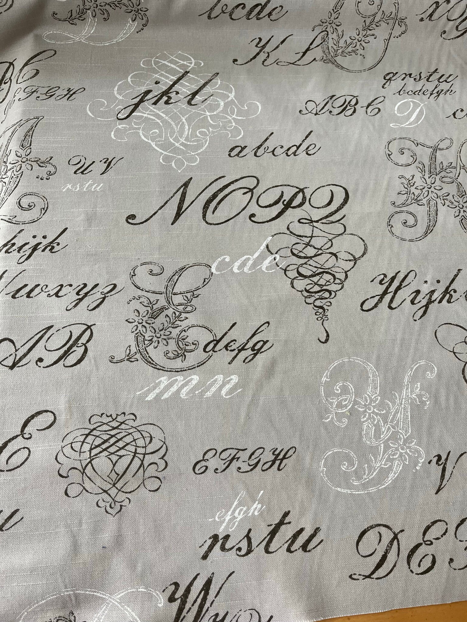 Scripted Victorian Alphabet Fabric Remnant - Etsy