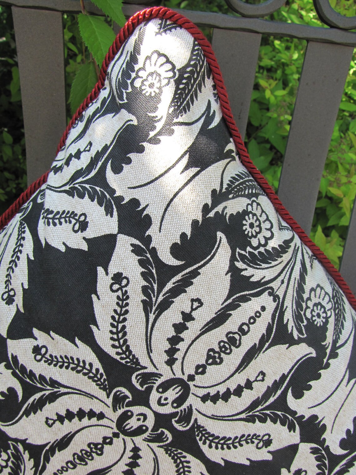 Black and Ivory Floral Desginer Toss Pillow Casing / Corded Toss Pillow ...