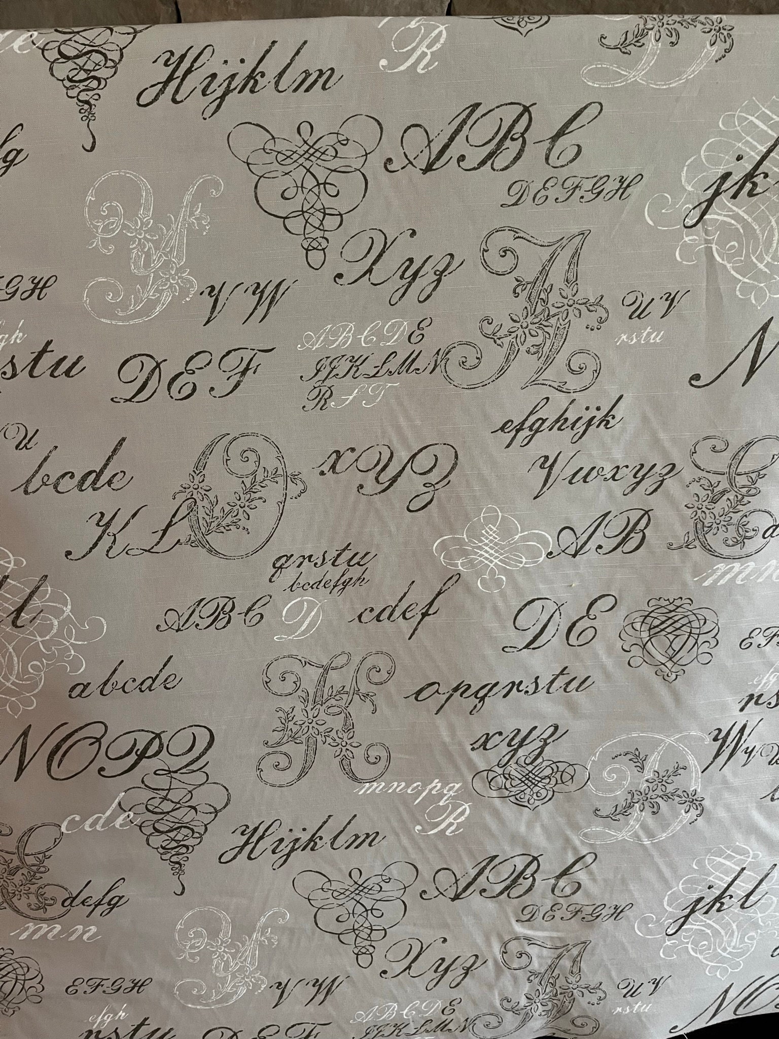 Scripted Victorian Alphabet Fabric Remnant - Etsy