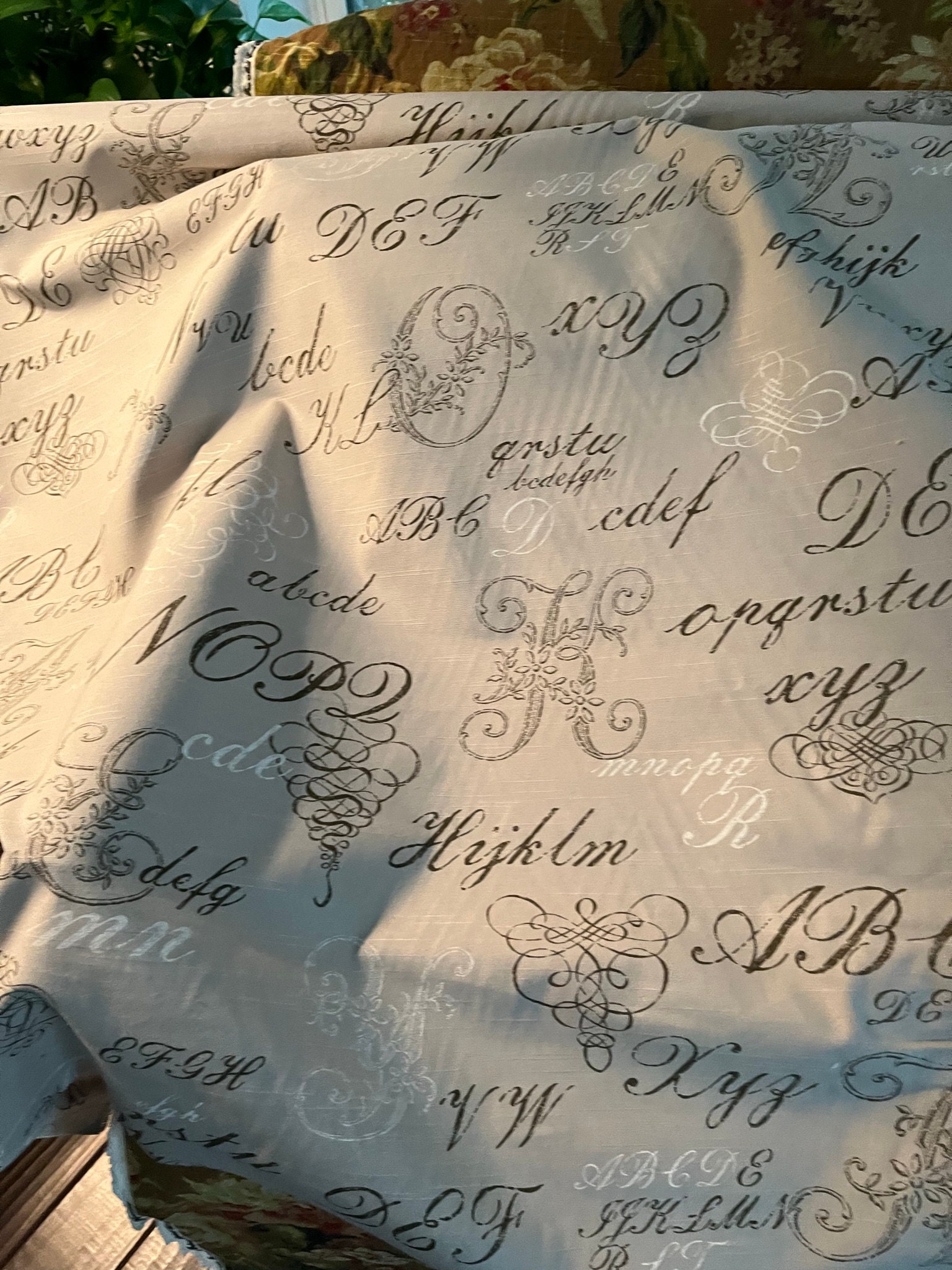 Scripted Victorian Alphabet Fabric Remnant - Etsy