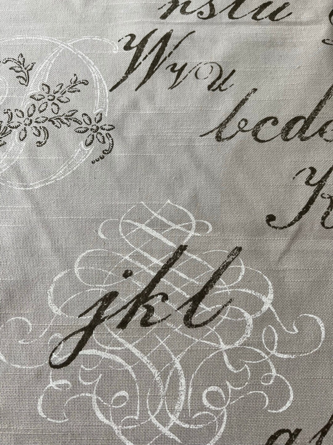 Scripted Victorian Alphabet Fabric Remnant - Etsy