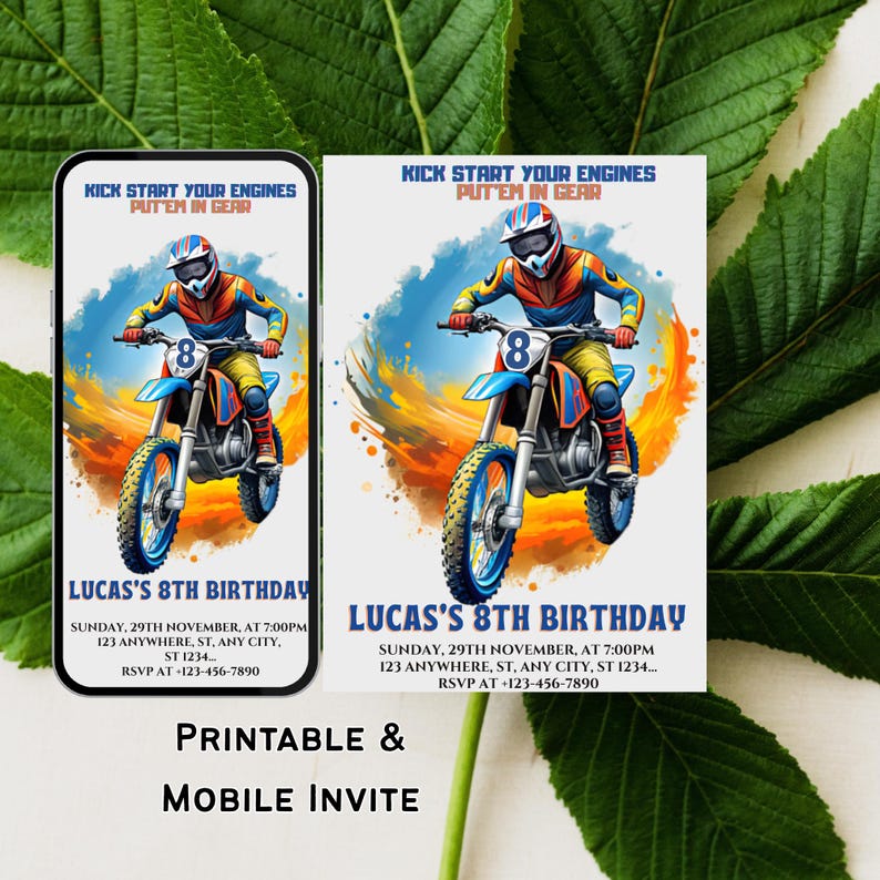 Editable Dirt Bike Birthday Invitation, Motocross Racing Template, Dirt ...
