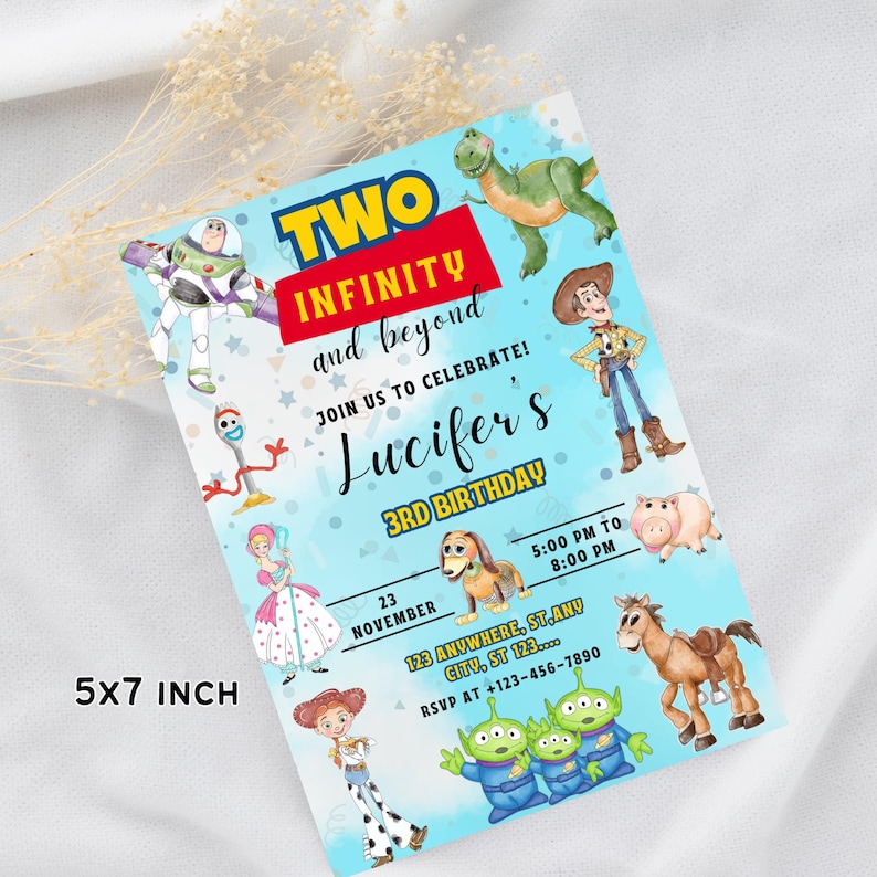 Editable Two Infinity and Beyond Invitation Toy Story Birthday Invite ...