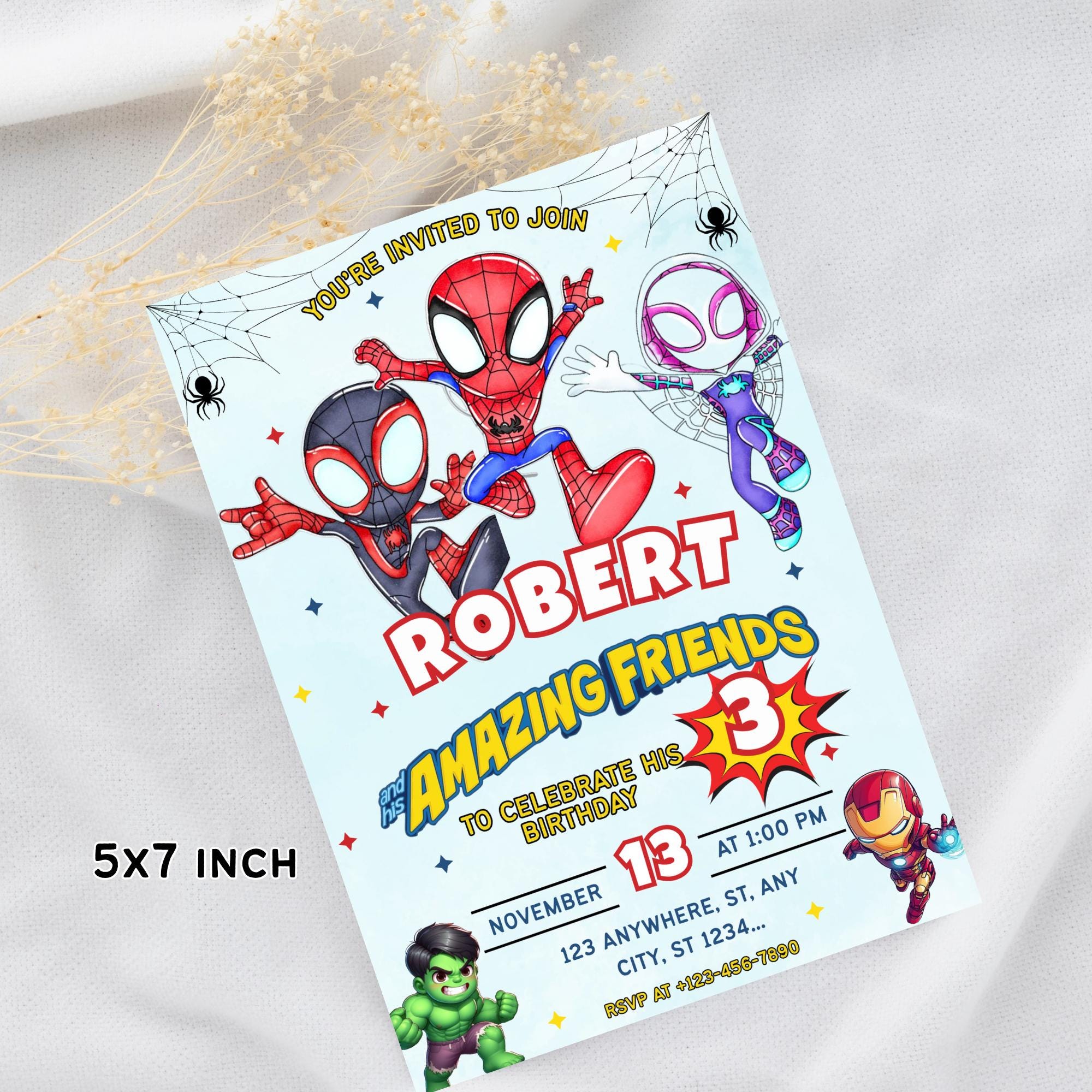 Spidey and His Amazing Friends Birthday Invitation Spidey Invitation ...