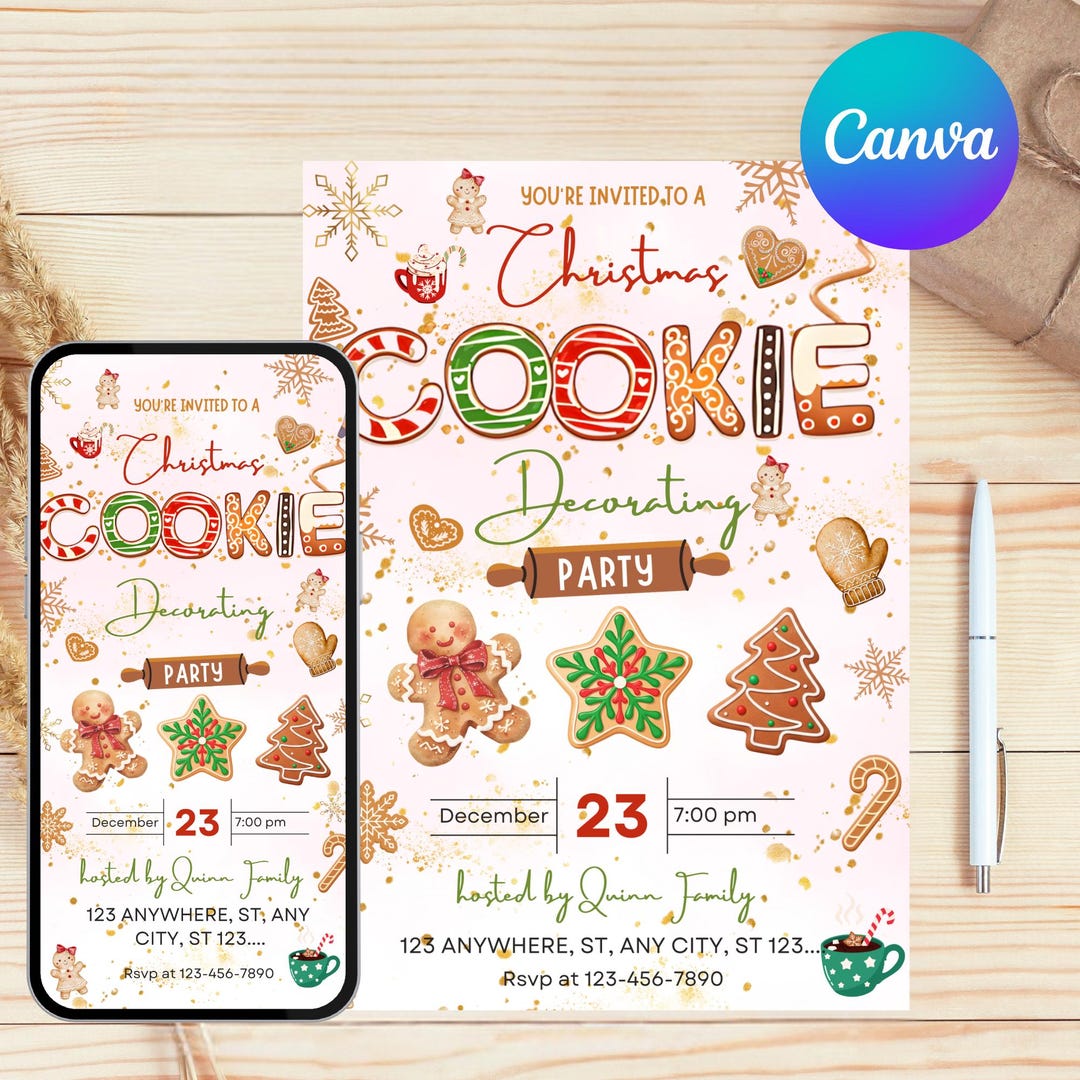 Christmas Cookie Party Invitation Decorating Party Invitation Holiday ...