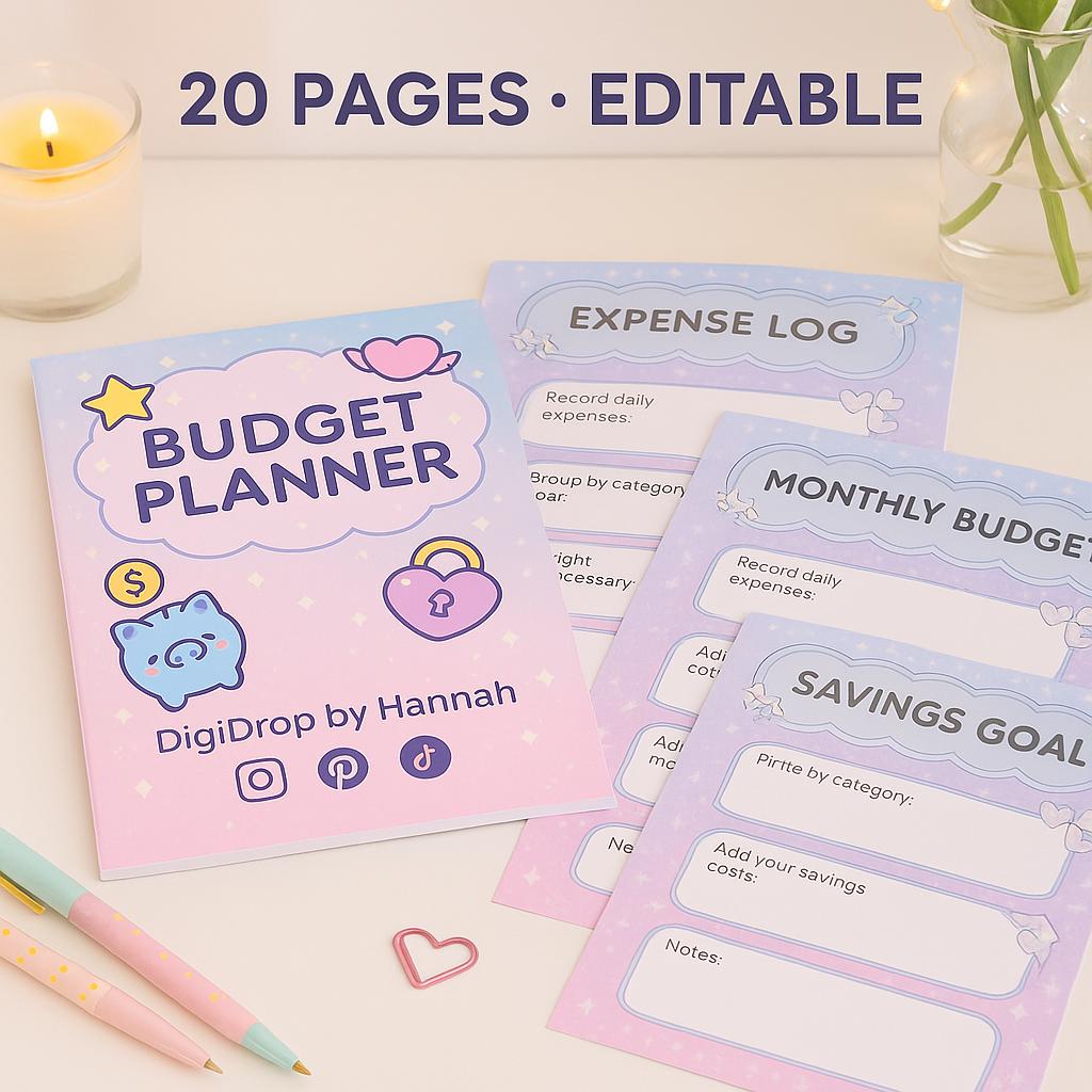 Editable Pastel Budget Planner | Printable Finance Tracker | Cute Money ...