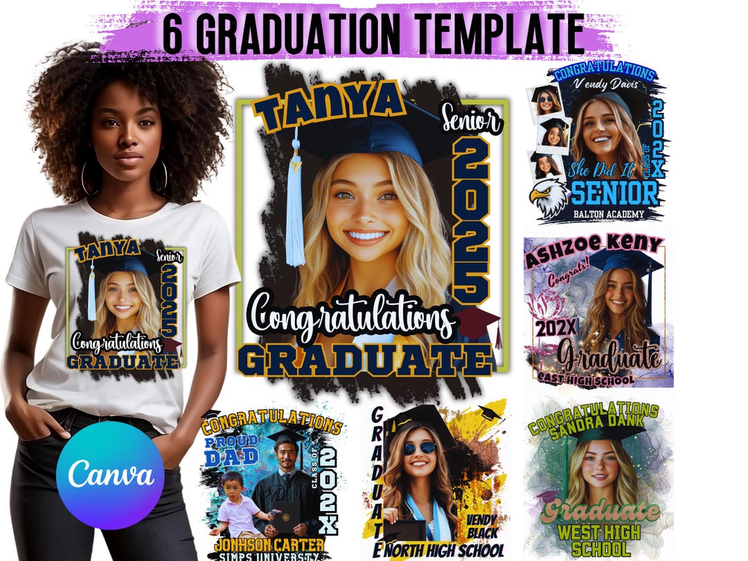 Senior 2025 Shirt Template: Bootleg Rap Tee Design (canva Pro Only) - Etsy
