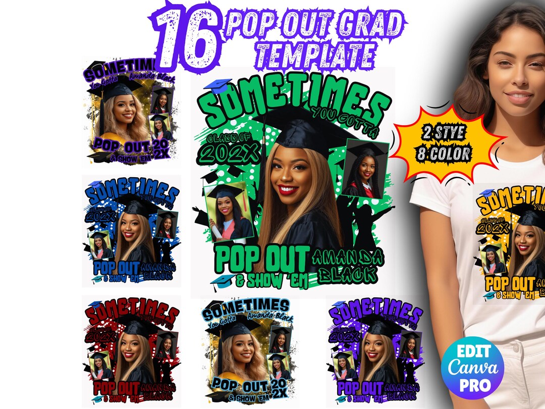 2025 Grad Pop Out Shirt Design: Editable Canva Template - Etsy