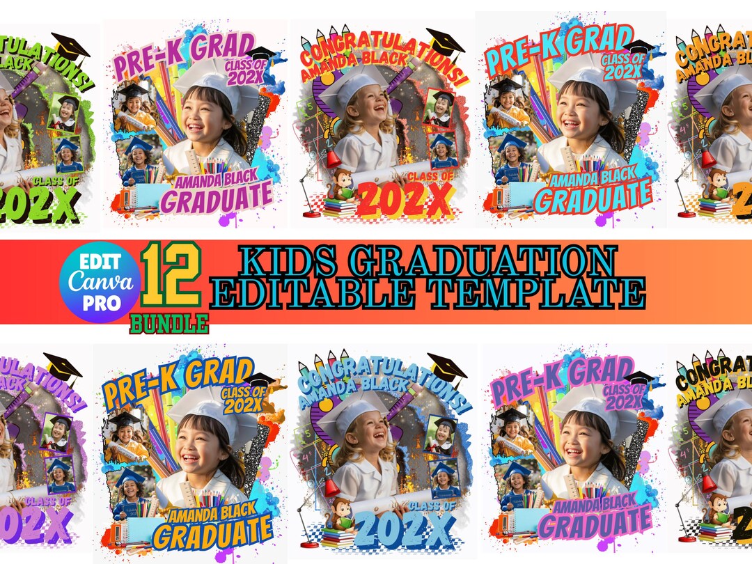 Prek Kid Grad Printable Graduation Canva Template, Grad Flyer, Grad Fan ...