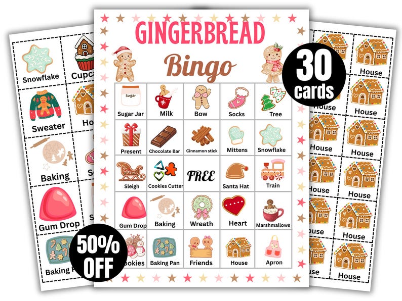 Gingerbread Bingo Game | 30 Printable Cards | Fun Christmas Party ...