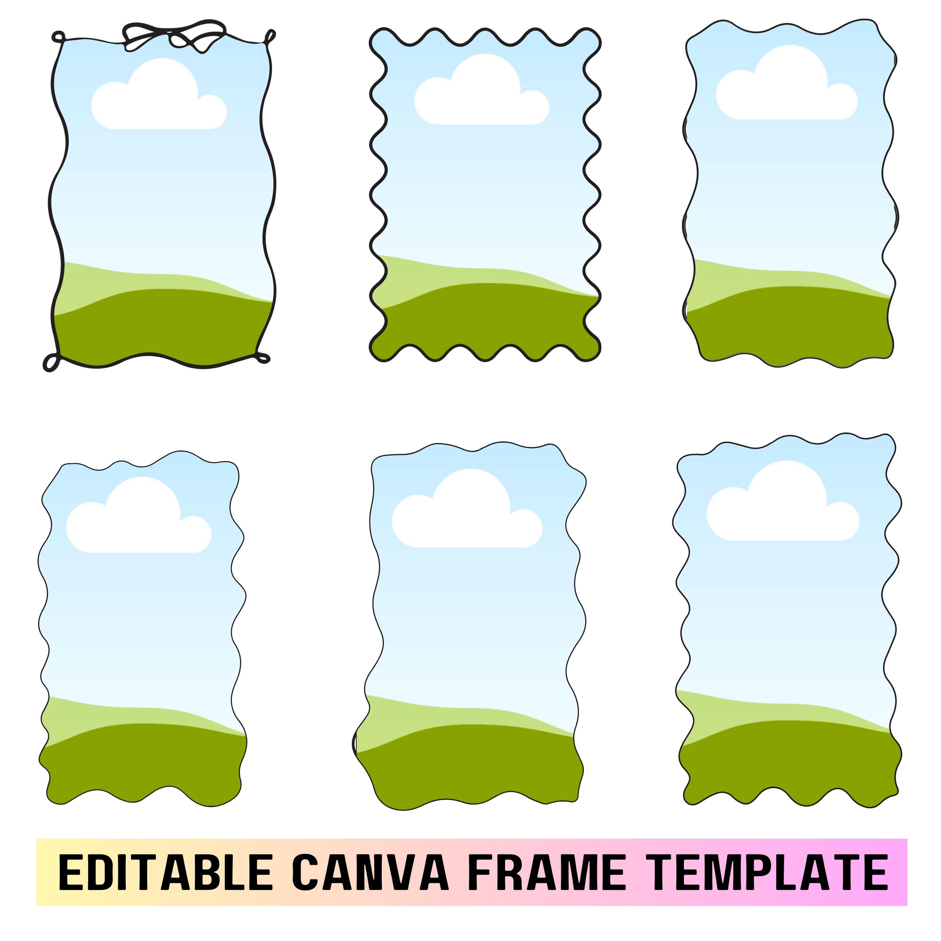 Editable Canva Frame Template, Doodle Border Canva Frame, Drag & Drop ...