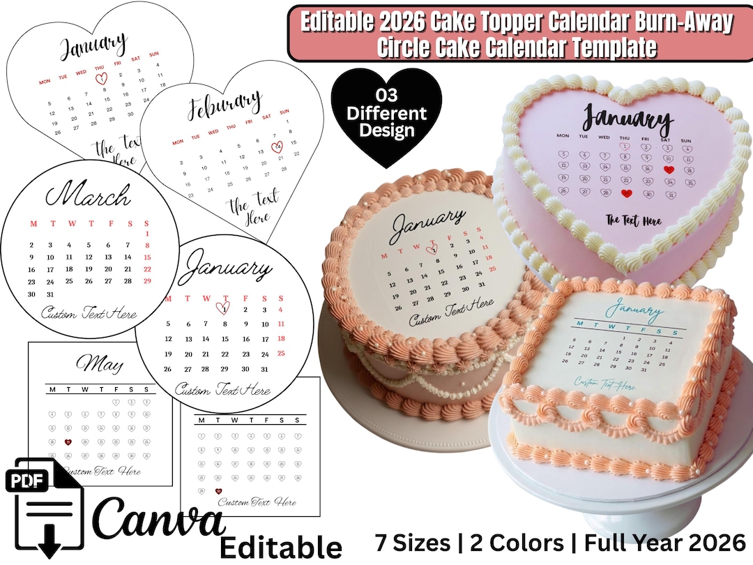 2026 Burn Away Cake Topper Calendar Bundle | Printable Birthday ...