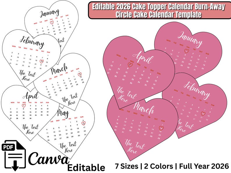 2026 Burn Away Cake Topper Calendar Bundle | Printable Birthday ...