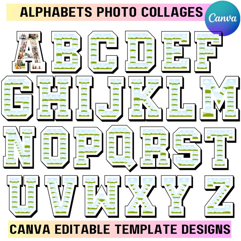 Canva Alphabets Photo Collage Letters Template, Dad Canva Font ...