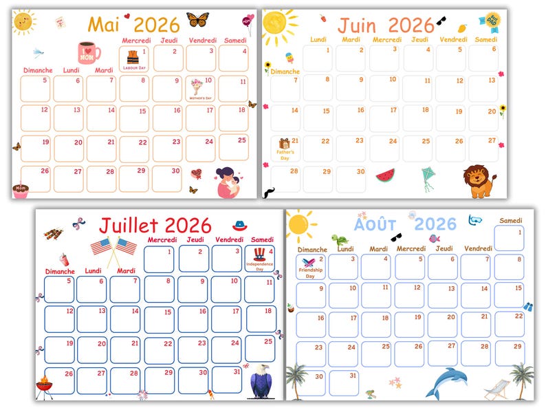 Calendrier Imprimable 2026 Bundle | French Calendar PDF | Planificateur ...