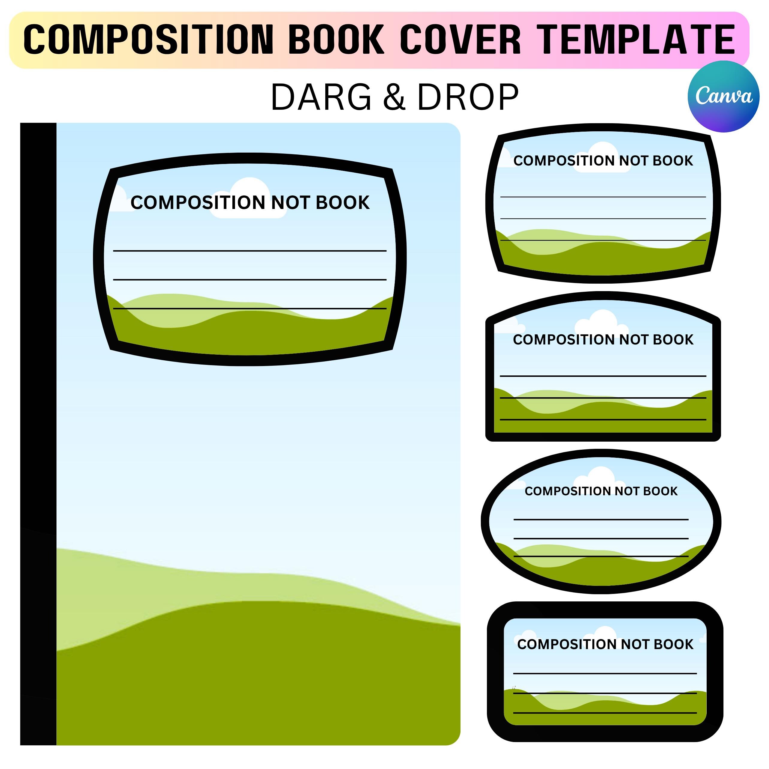 Composition Book Template, Fully Editable Canva Frame, Notebook ...
