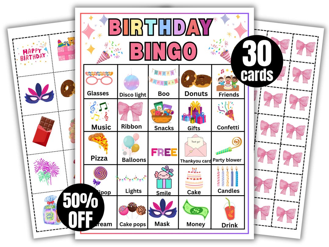 Birthday Bingo Printable Game | 30 Birthday Bingo Cards | Fun Birthday ...
