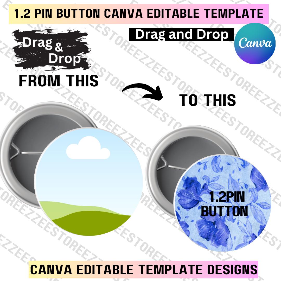 1.2 Pin Button Canva Editable Template, Button Pin Frame Template ...