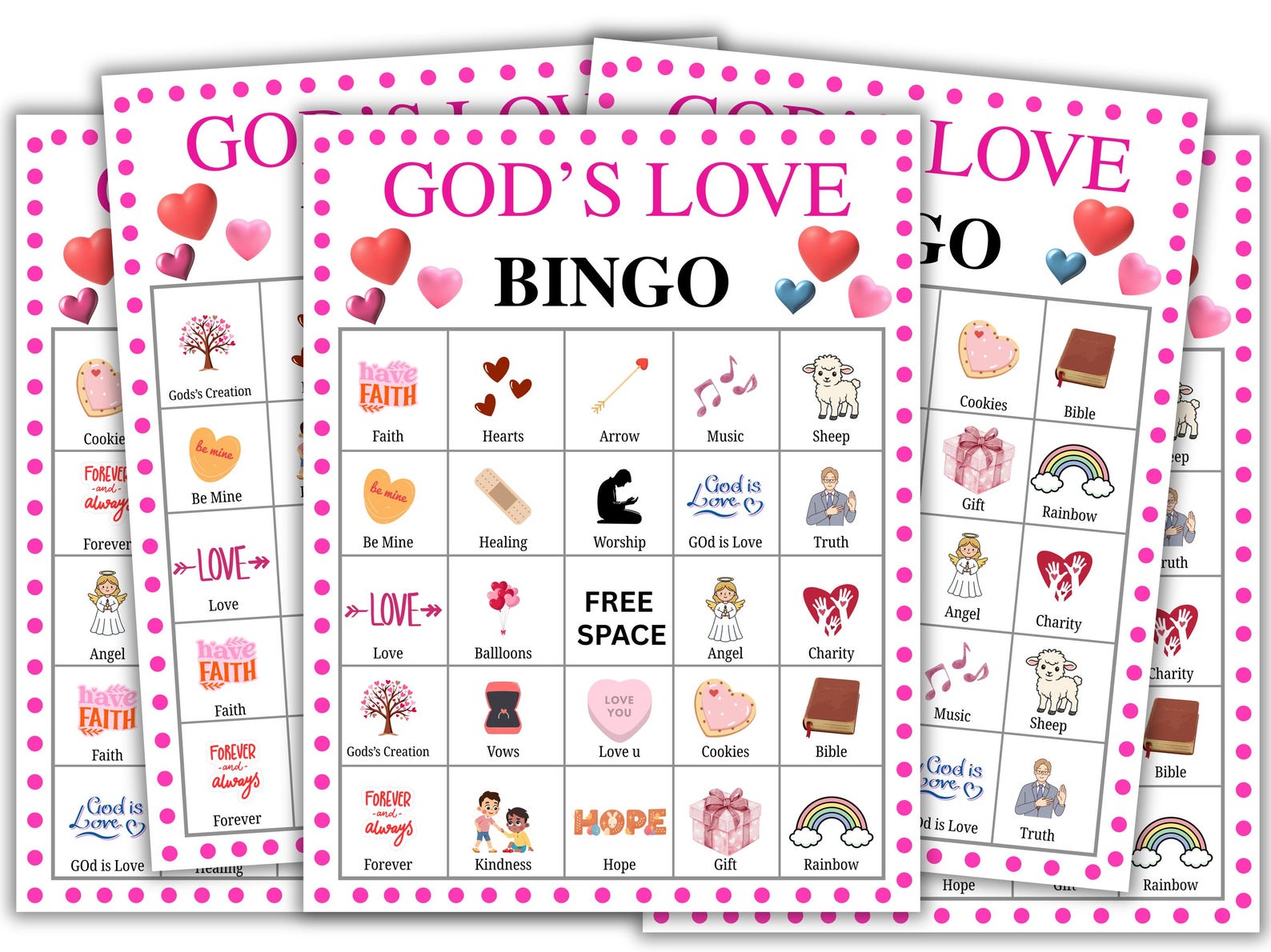 God’s Love Bingo Game | 30 Bible Bingo Cards | Christian Valentine’s ...