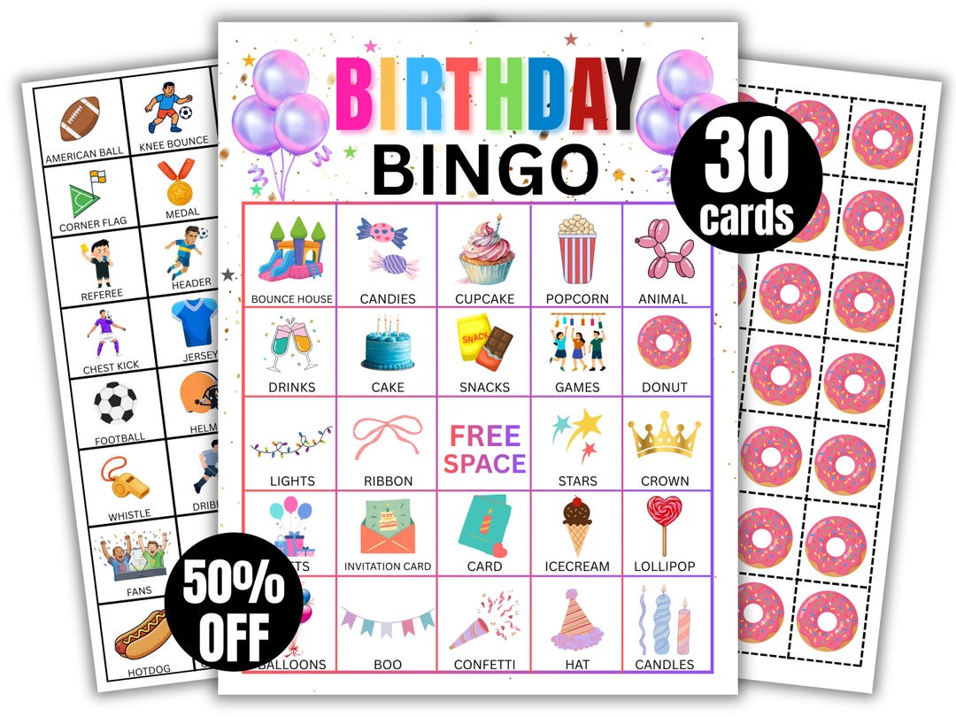 Birthday Bingo Printable Game | 30 Birthday Bingo Cards | Fun Birthday ...
