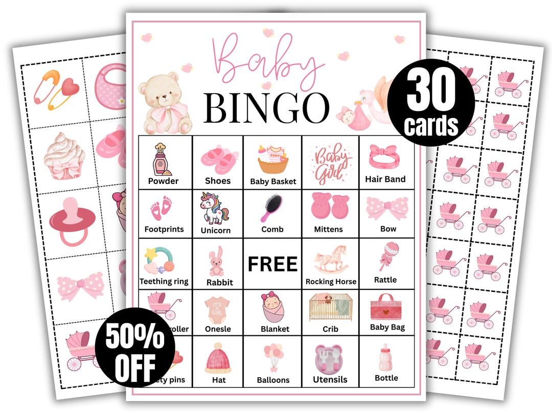 Juego de bingo imprimible para baby shower / 30 tarjetas de bingo para ...