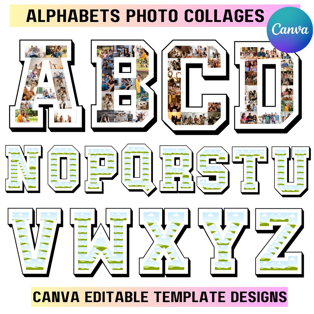 Fathers Day Memorial Collage, Alphabet Photo Letters for Dad, Canva ...