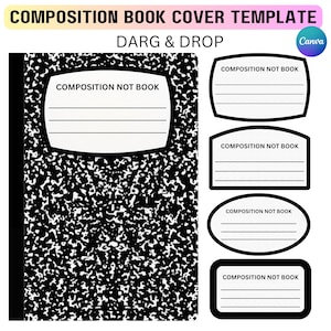 Composition Book Template, Fully Editable Canva Frame, Notebook ...