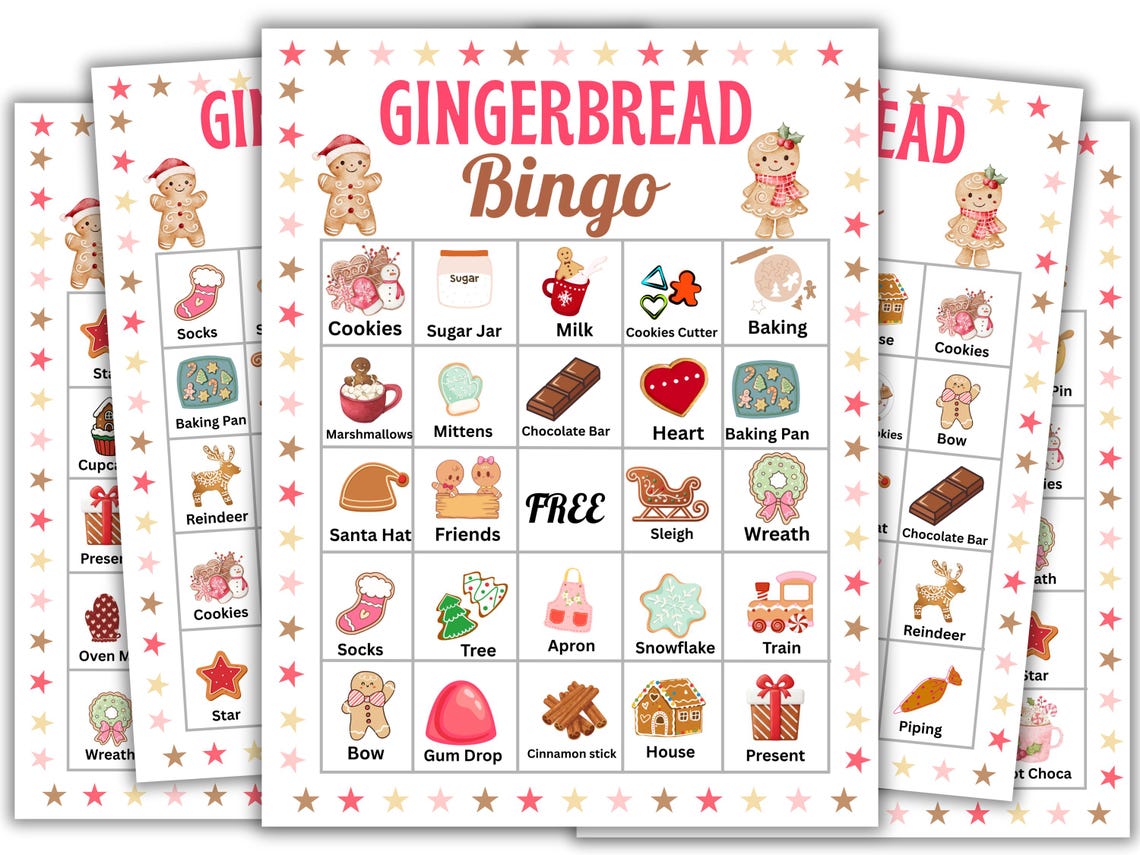 Gingerbread Bingo Game | 30 Printable Cards | Fun Christmas Party ...