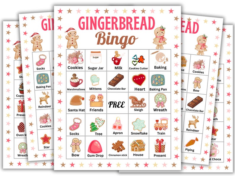Gingerbread Bingo Game | 30 Printable Cards | Fun Christmas Party ...