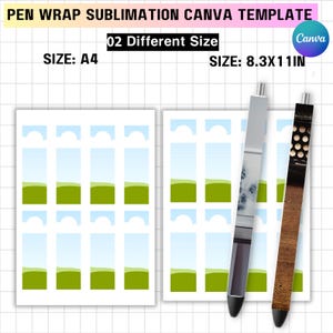 Pen Rap Canva Editable Template, Pen Wrap Sublimation Template, Pen ...