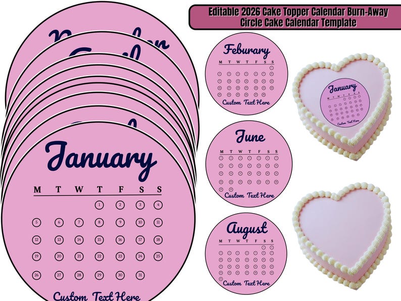 2026 Burn Away Cake Topper Calendar Template | Printable Birthday ...