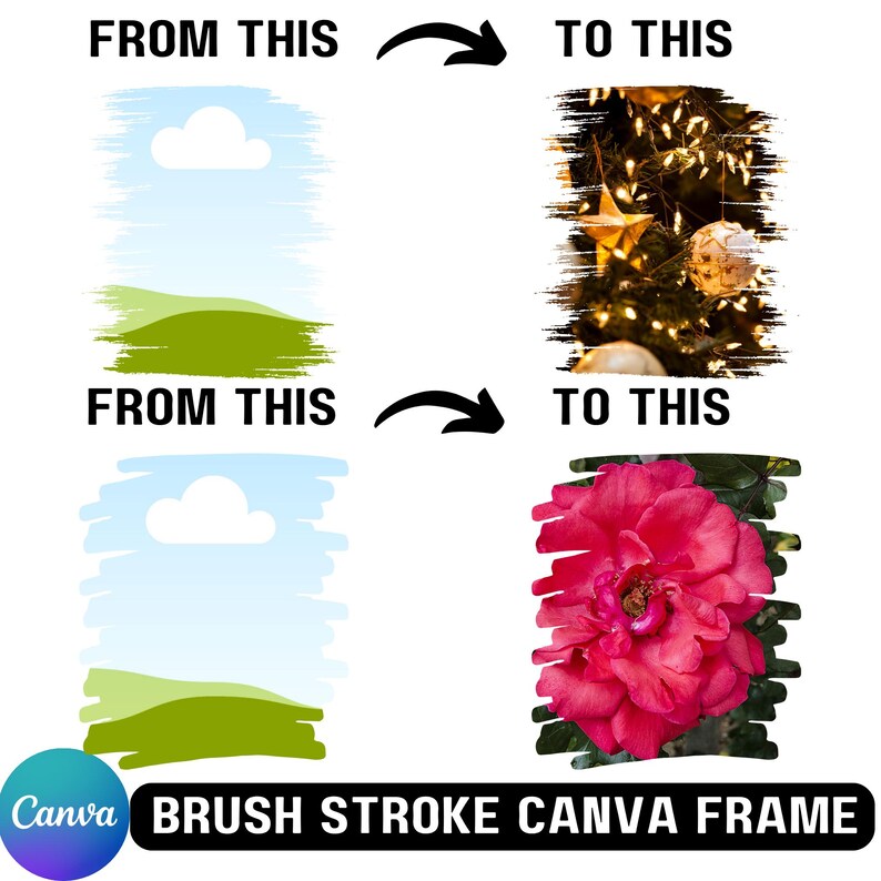 Bleach Effect Distressed Edge Canva Editable Frames Bundle, Fill Your ...