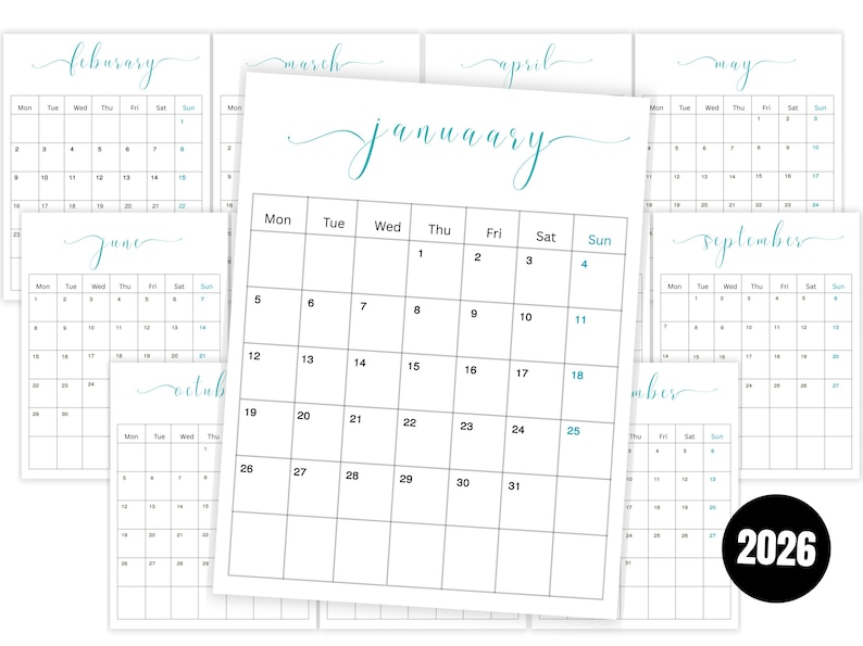 Editable 2026 Monthly Calendar | Cute Printable Kids Planner ...