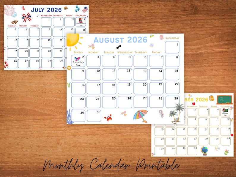 Editable 2026 Monthly Calendar | Cute Printable Kids Planner ...