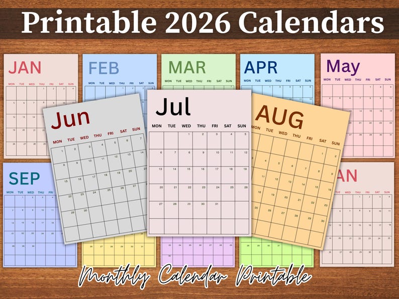 Editable 2026 Monthly Calendar | Wall Printable Kids Calendars ...