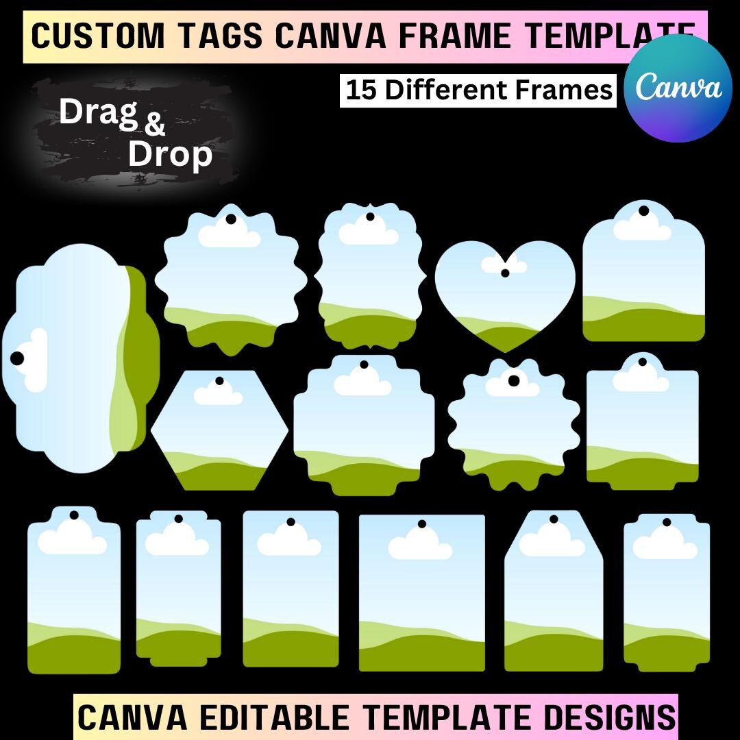 15 Gift Tag Canva Frame Editable Template, Gift Tag Template, Blank ...