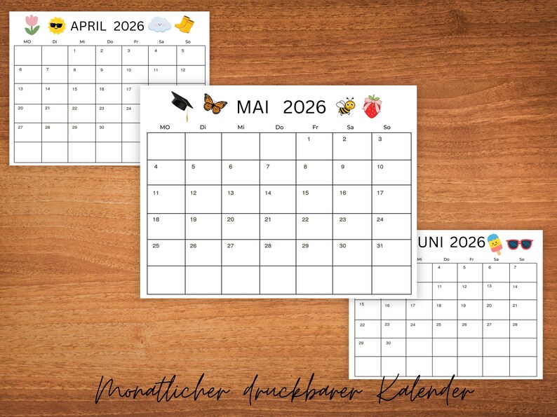 2026 Printable Kalender Bundle | German Calendar PDF | 2026 Kalender ...