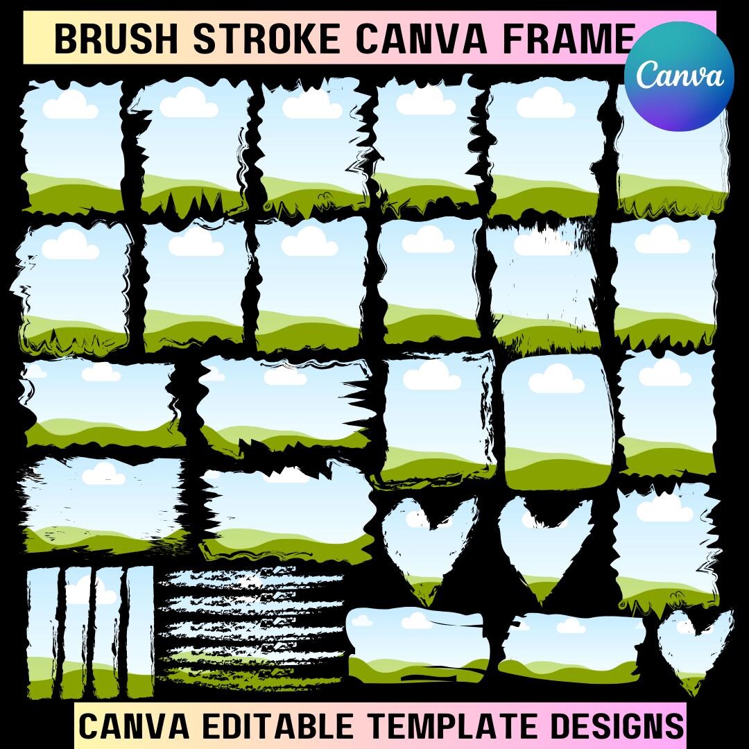 Bleach Effect Distressed Edge Canva Editable Frames Bundle, Fill Your ...