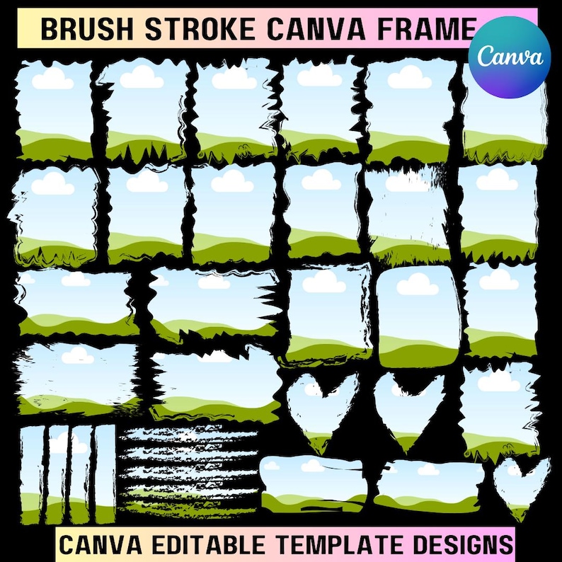 Bleach Effect Distressed Edge Canva Editable Frames Bundle, Fill Your ...