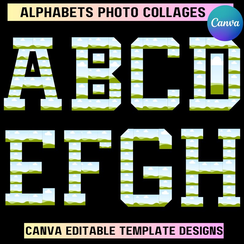 Alphabets Photo Collage Letters Canva Template, Alphabet Storyboard ...
