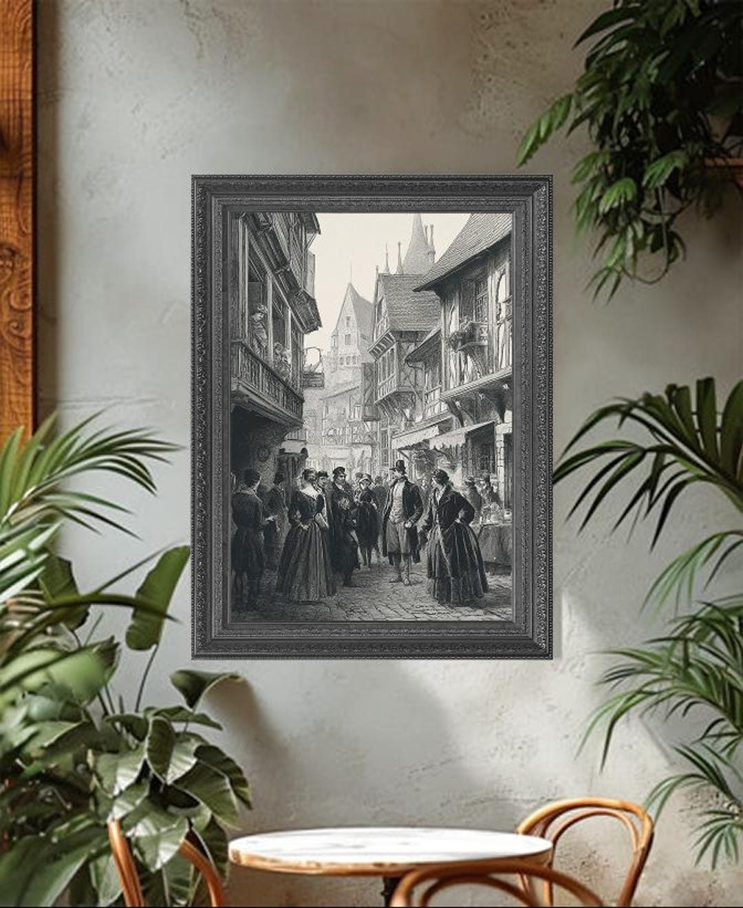 Vintage European Street | Digital Wall Art | A Vintage-inspired B&W ...