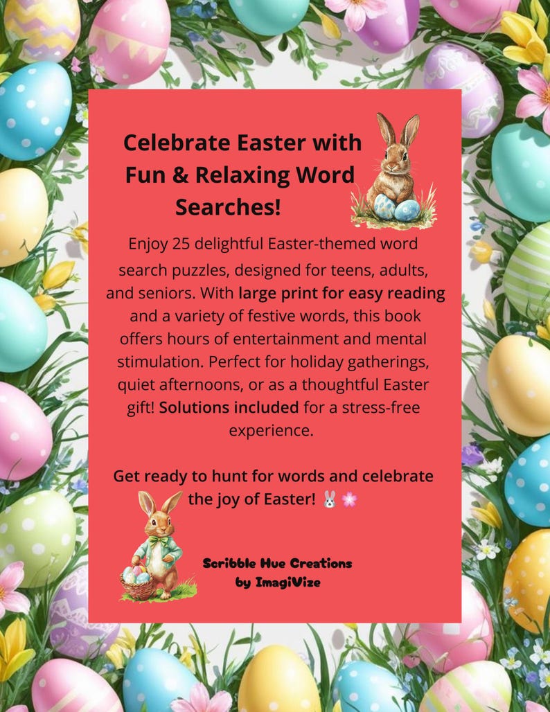 Large Print Easter Word Search Puzzles | Fun Brain Teaser for Teens ...