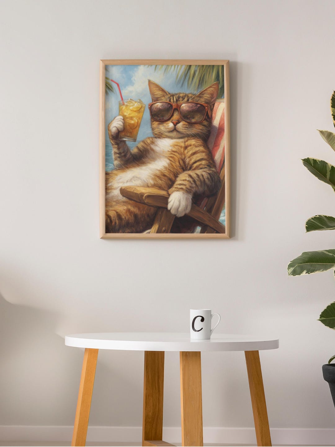 Cool Cat Summer Vibes | Chill Kitty Digital Wall Art Poster | Instant ...