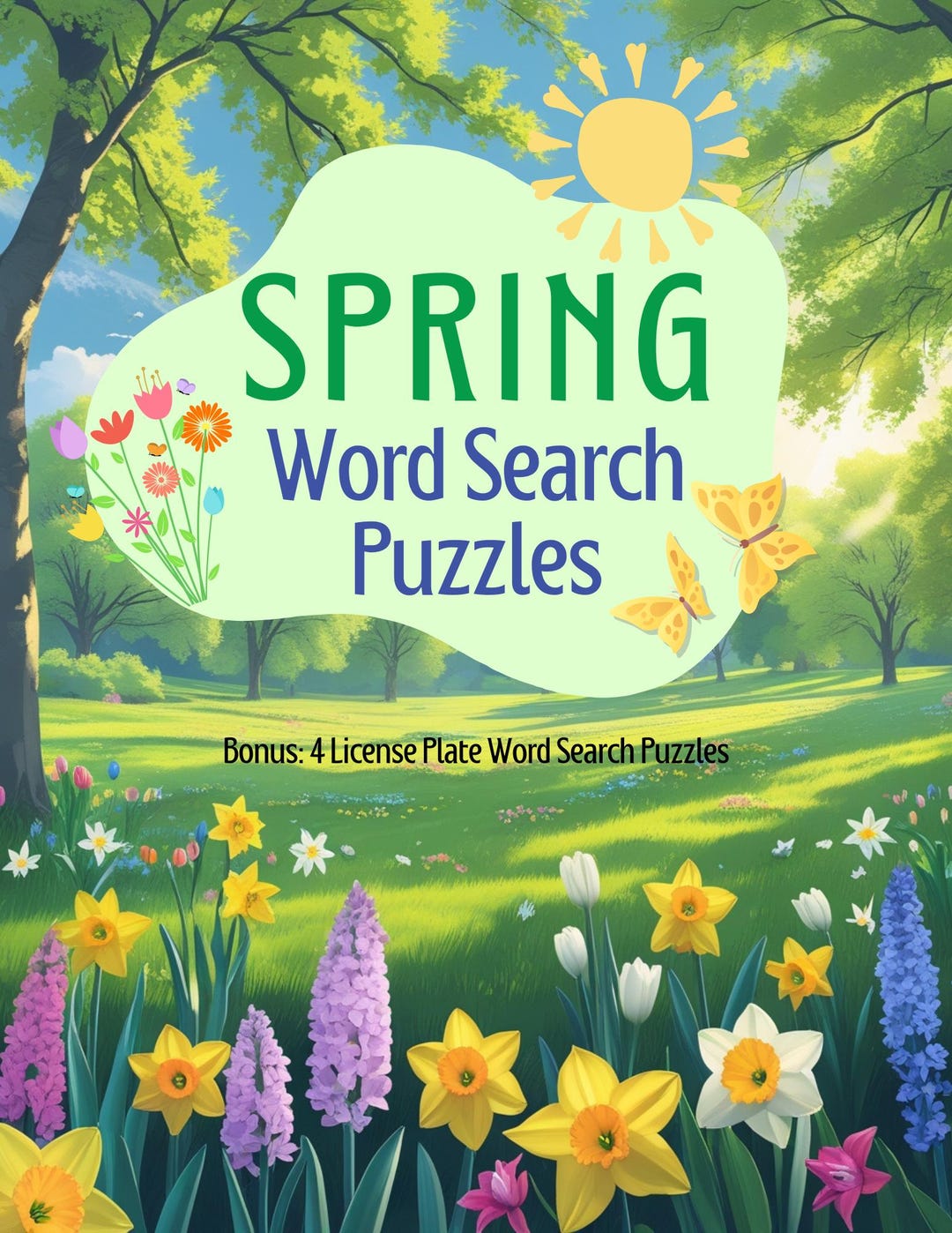 Spring Word Search Puzzles: Fun Brain Teasers & Bonus License Plate ...