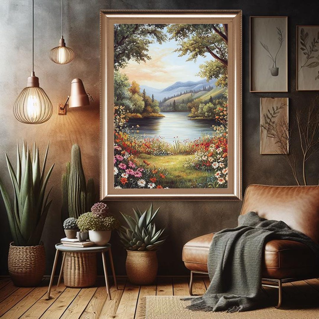 Lakeside Flowers | Instant Printable Digital Wall Art | Create a ...