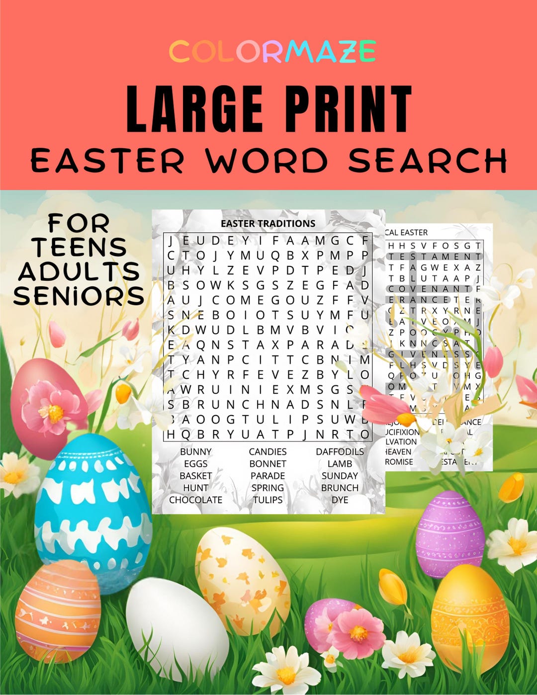 Large Print Easter Word Search Puzzles | Fun Brain Teaser for Teens ...