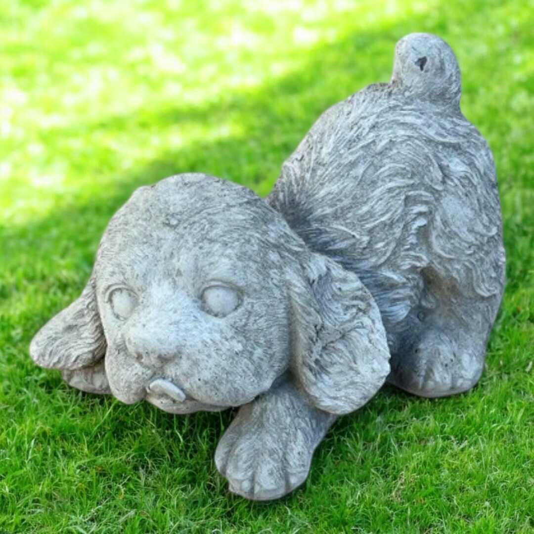 Cocker Puppy, Stone Statue, Crouching Dog, Puppy Grave, Stone Spaniel ...